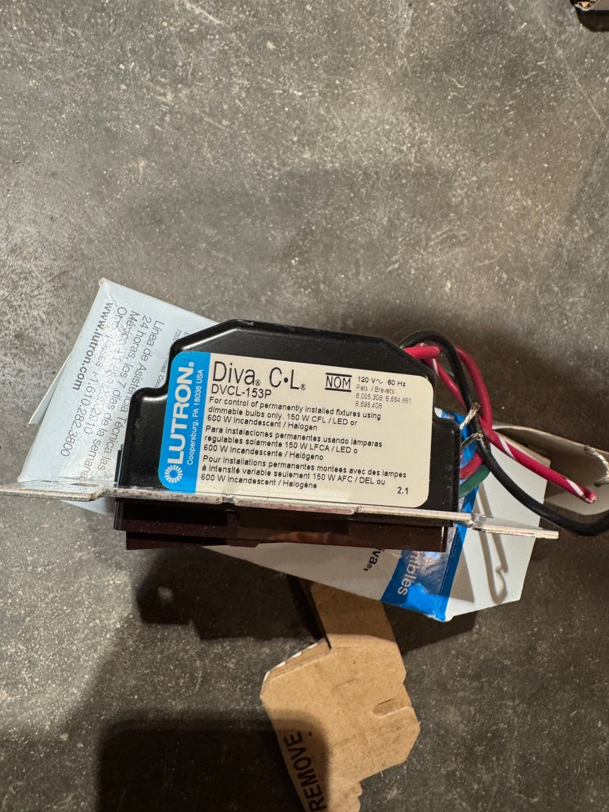 Lutron DVCL-153P Diva 600 Watt 120 Volt Single Pole/3-Way Dimmer Lot o ...