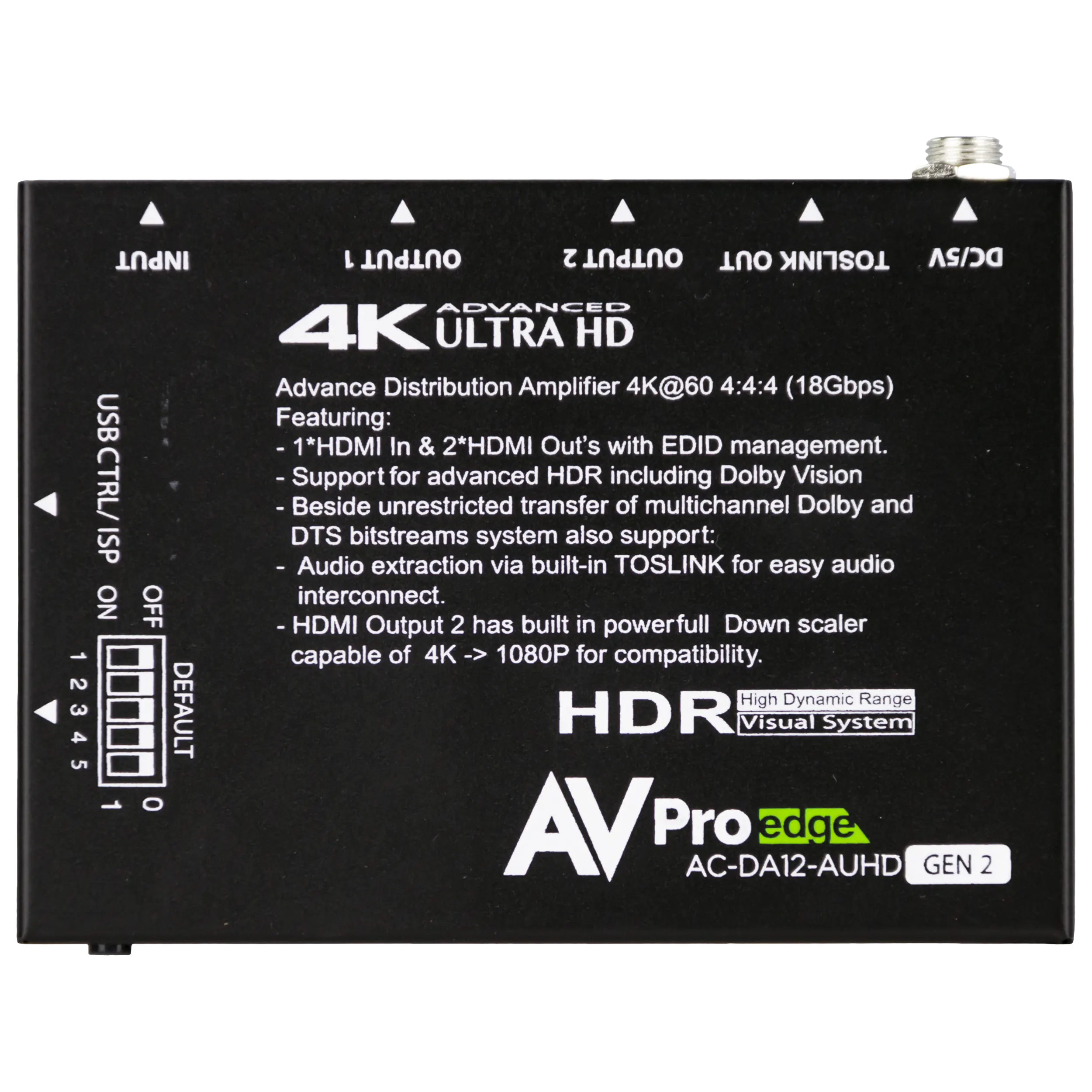 AVPro Edge AC-DA12-AUHD-GEN2 18Gbps 1x2 HDMI Distribution Amplifier ...